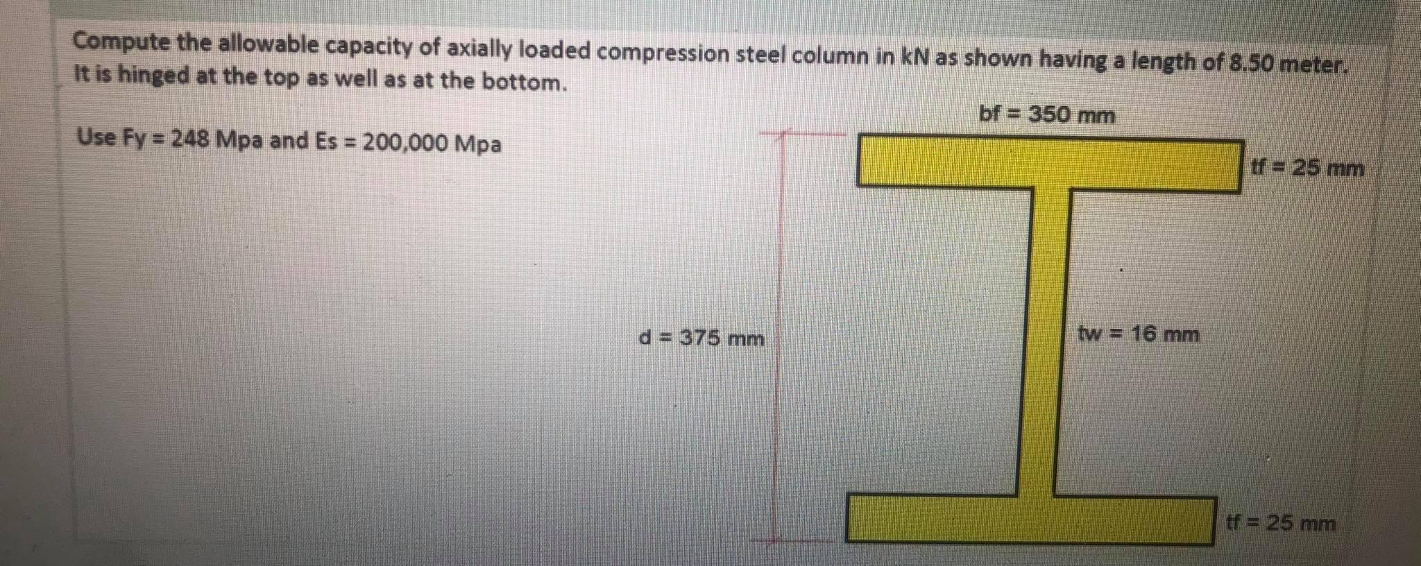 Solved Compute the allowable capacity of axially loaded | Chegg.com