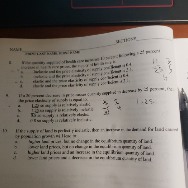 Solved SECTION NAME PRINT LAST NAME, FIRST NAME 8. y | Chegg.com