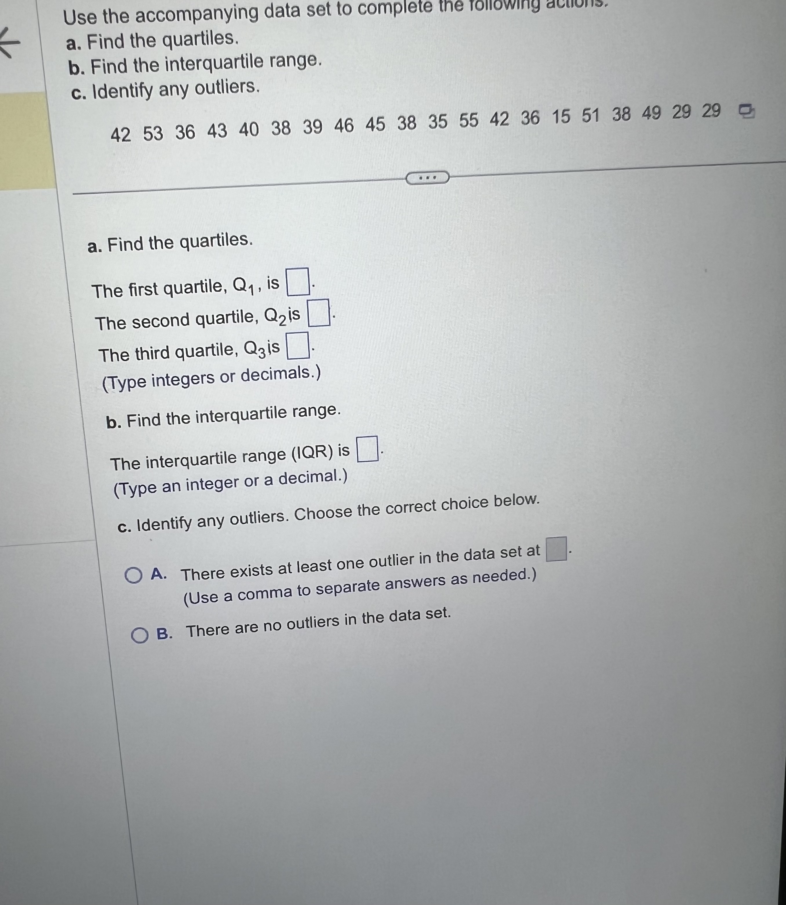 Solved Use the accompanying data set to complete the | Chegg.com