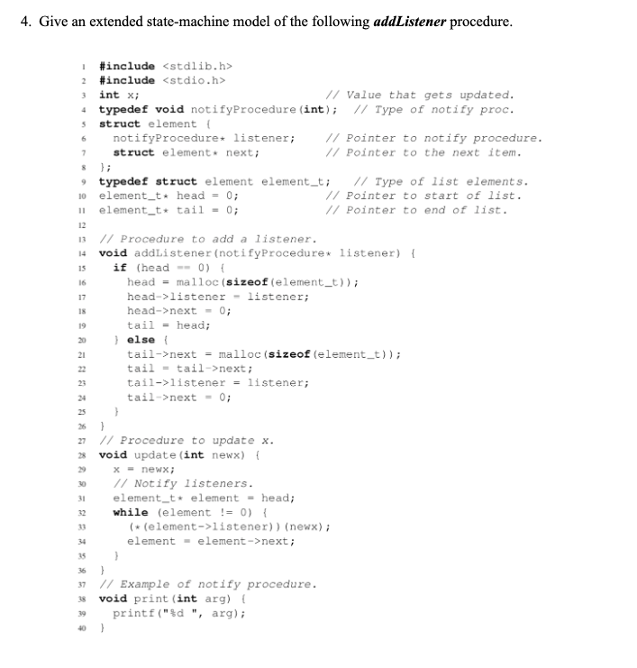 Solved an extended state-machine model of the following | Chegg.com