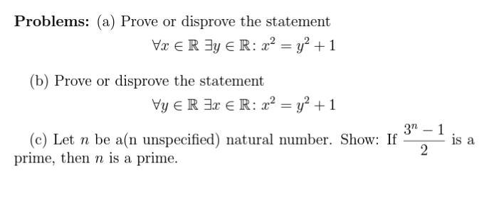 Solved Problems: (a) Prove or disprove the statement | Chegg.com