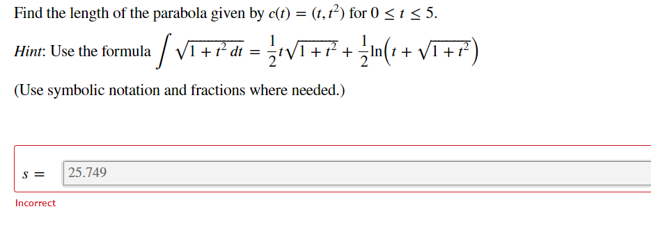 Solved Find the length of the parabola given by | Chegg.com
