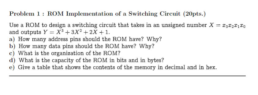 Solved Problem 1 : ROM Implementation of a Switching Circuit | Chegg.com Solved Problem 1 : ROM Implementation of a Switching Circuit | Chegg.com