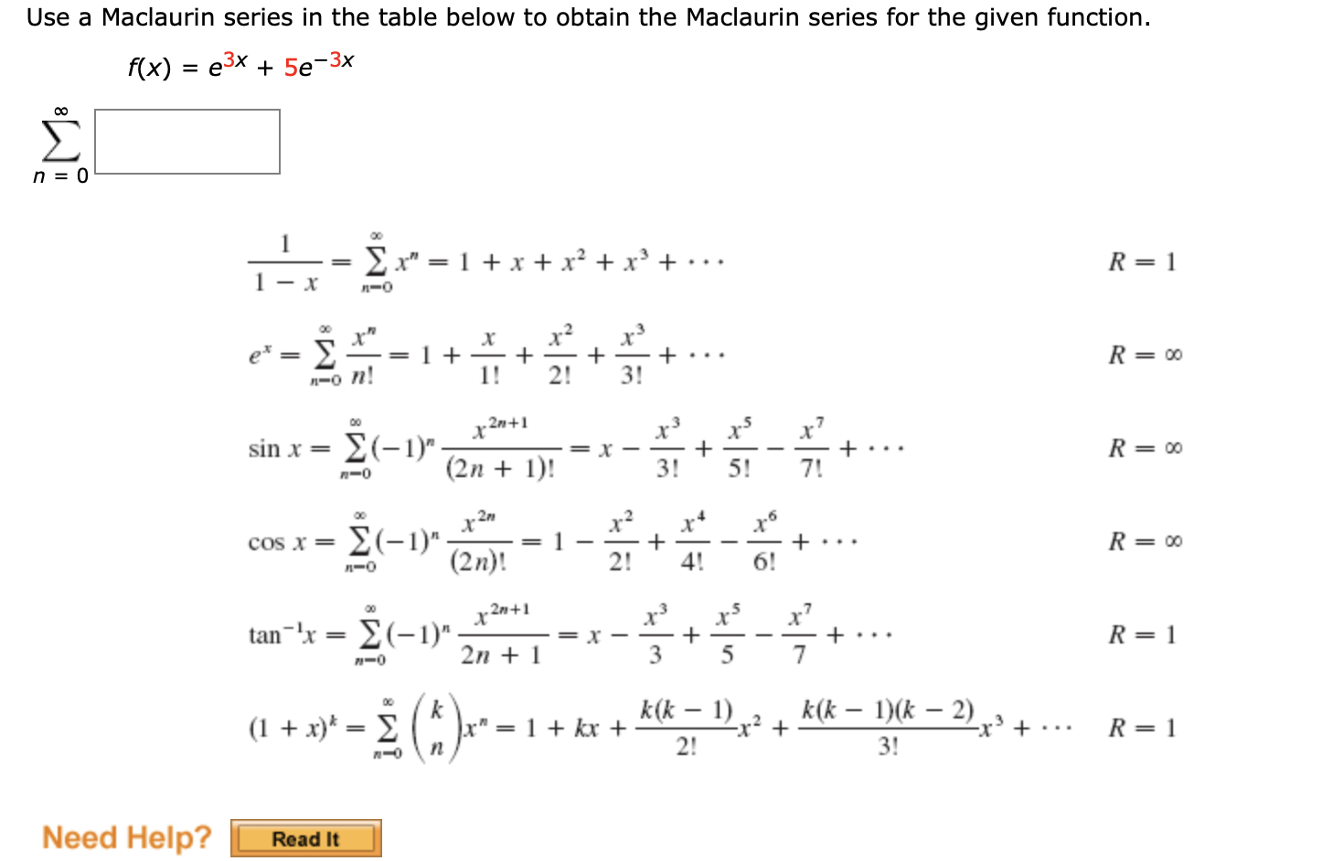 Solved Use a Maclaurin series in the table below to obtain | Chegg.com