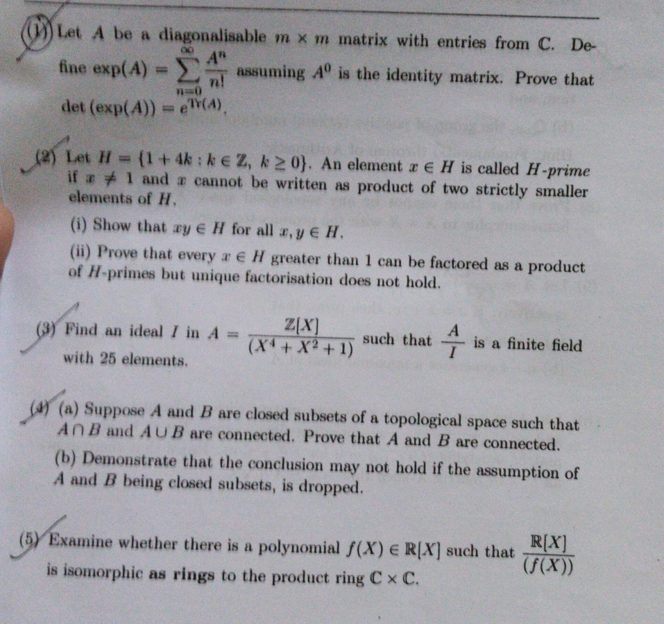 Solved Let A be a diagonalisable m × 'n matrix with entries | Chegg.com