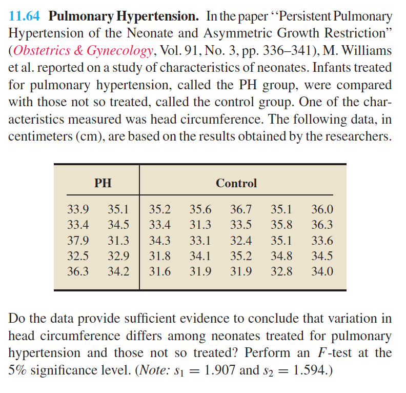 Solved 11.64 Pulmonary Hypertension. In the paper | Chegg.com