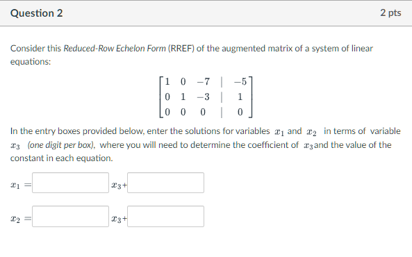 Solved Consider this Reduced-Row Echelon Form (RREF) of the | Chegg.com