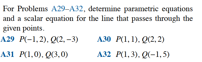 Solved For Problems A29-A32, determine parametric equations | Chegg.com