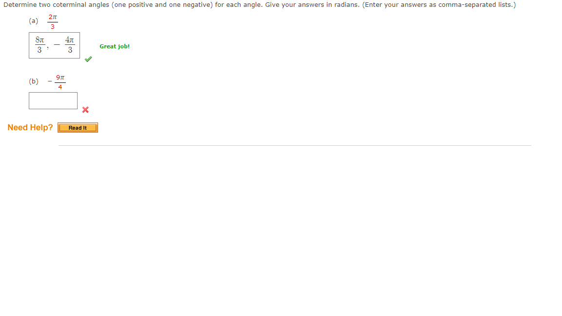Solved Determine two coterminal angles (one positive and one | Chegg.com