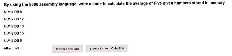 Solved By using the 8086 assembly language, write a code to | Chegg.com