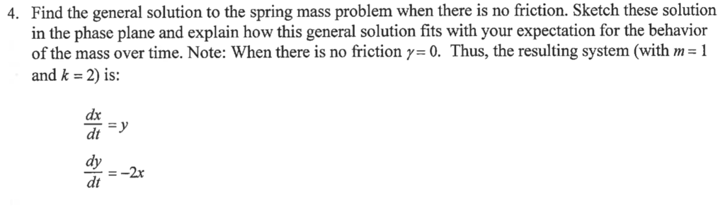 Solved 4. Find the general solution to the spring mass | Chegg.com