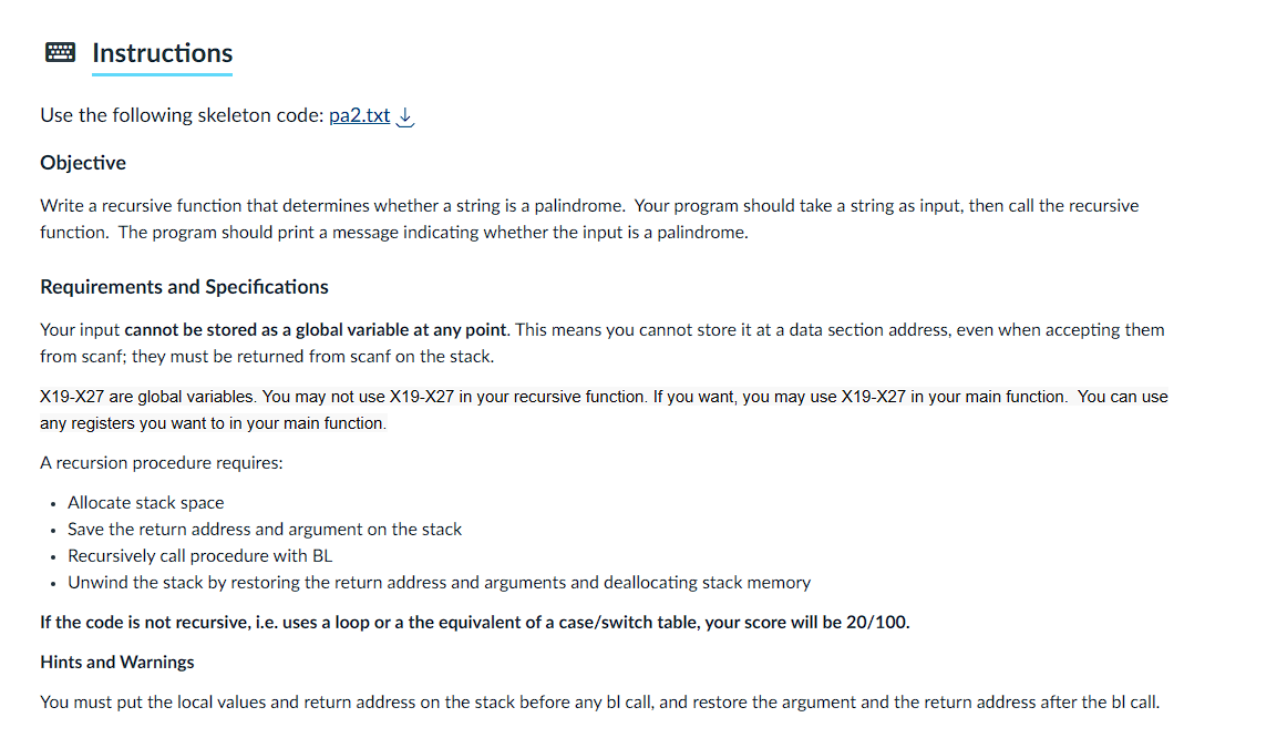 Solved Use the following skeleton code: pa2.txt | Chegg.com
