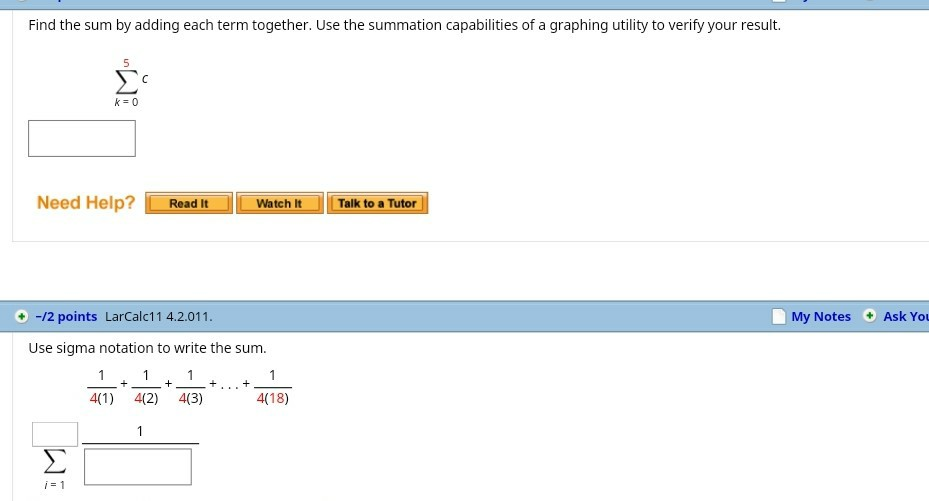 Solved Find The Sum By Adding Each Term Together Use The Chegg