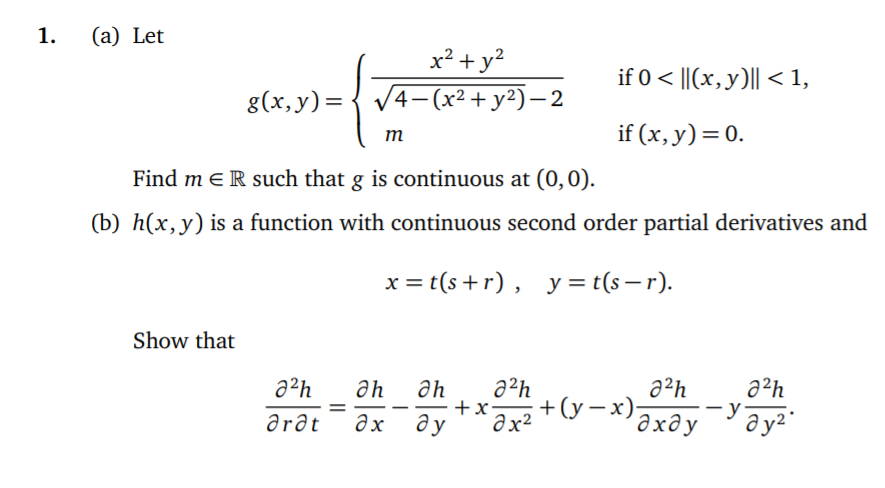 Solved 1. (a) Let x2 + y2 if 0