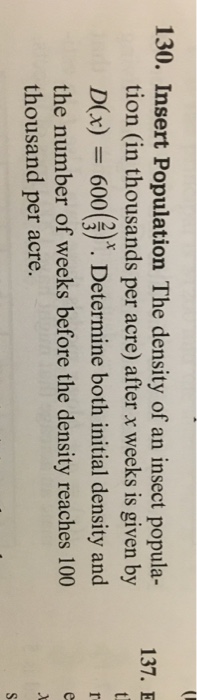 Solved 130. Insert Population The density of an insect | Chegg.com