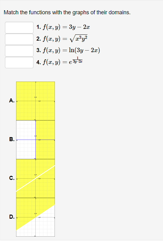 Solved Match the functions with the graphs of their domains. | Chegg.com