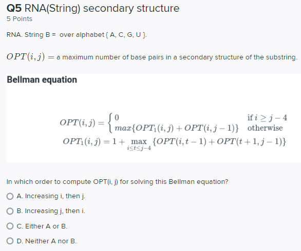 Solved Q5 RNA(String) secondary structure 5 Points RNA. | Chegg.com