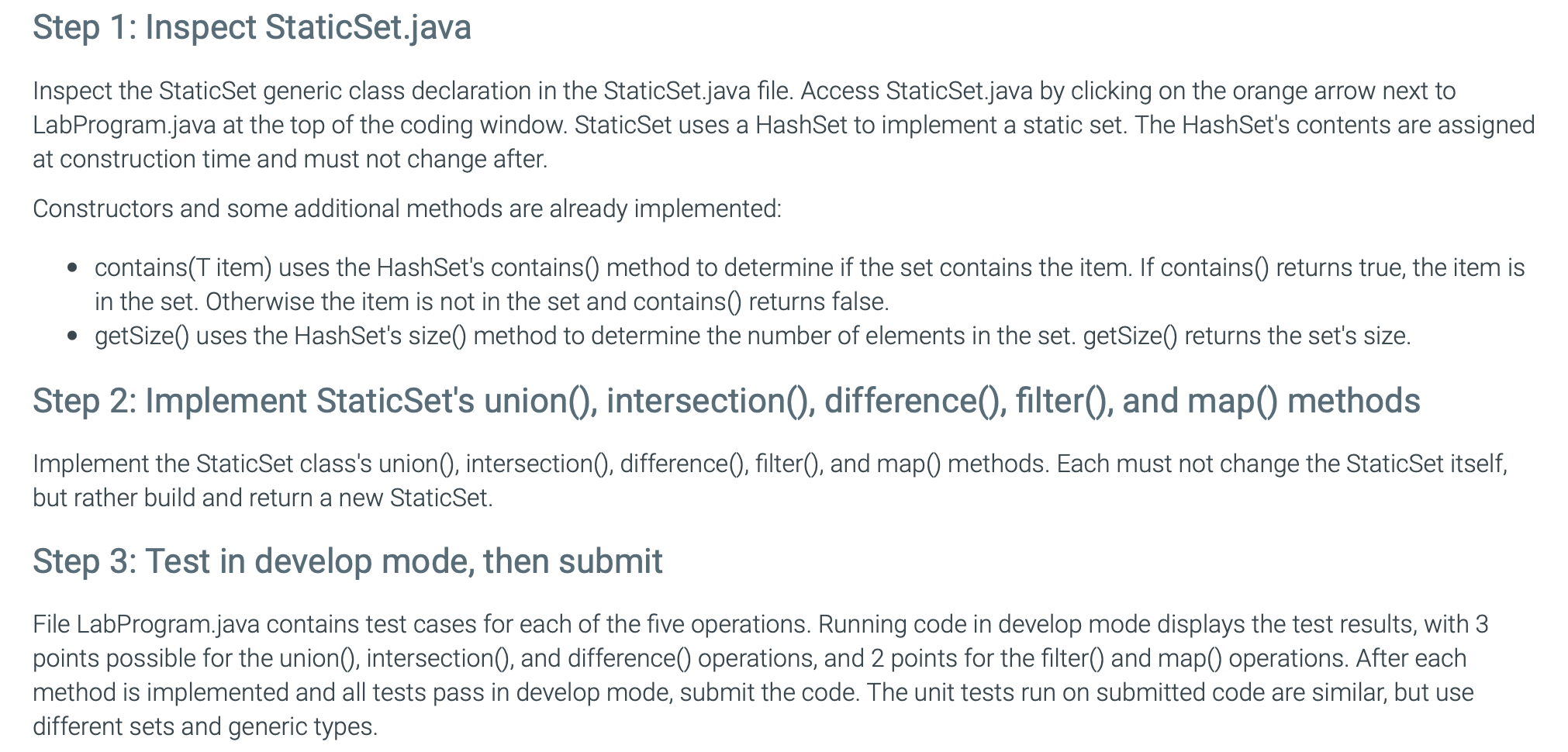 Solved Inspect the StaticSet generic class declaration in | Chegg.com Solved Inspect the StaticSet generic class declaration in | Chegg.com