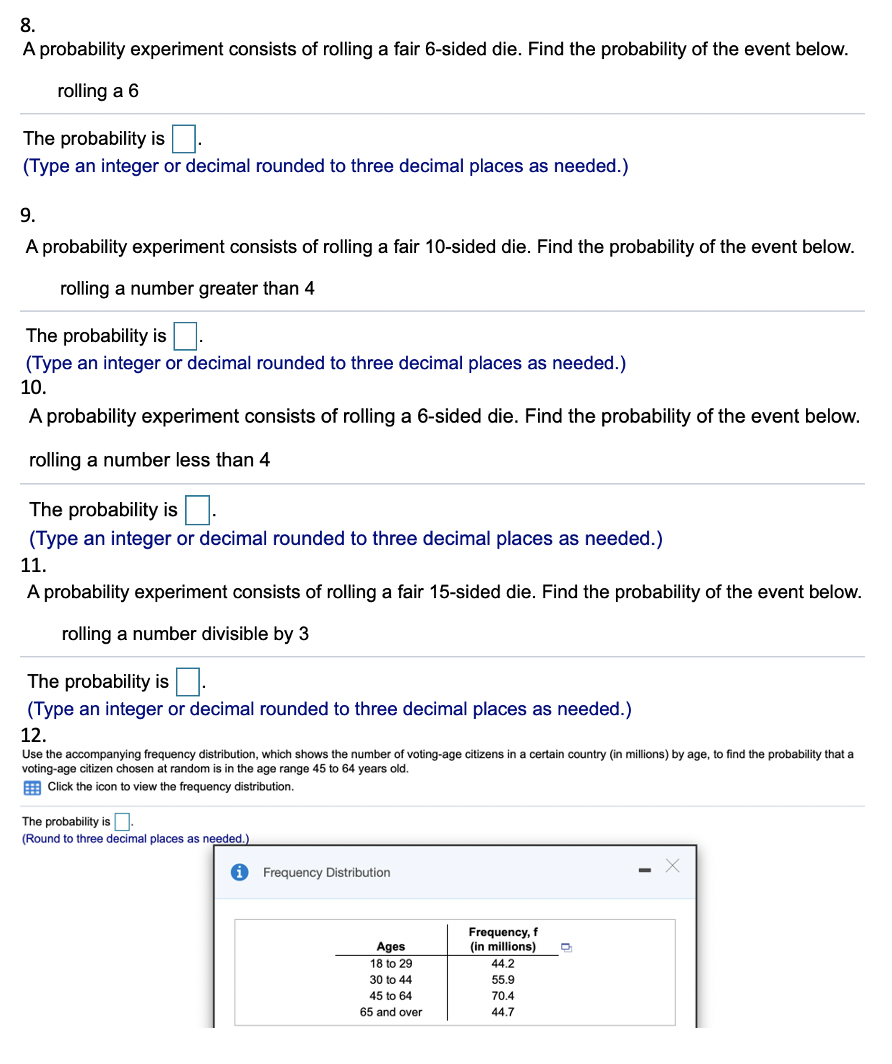 Solved 1. 16 The probability that an event will happen is | Chegg.com