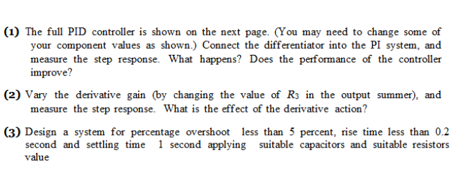 Solved (1) The full PID controller is shown on the next | Chegg.com