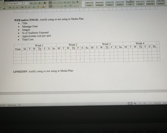 Marketing 420 Advertising Media Flight Plan | Chegg.com