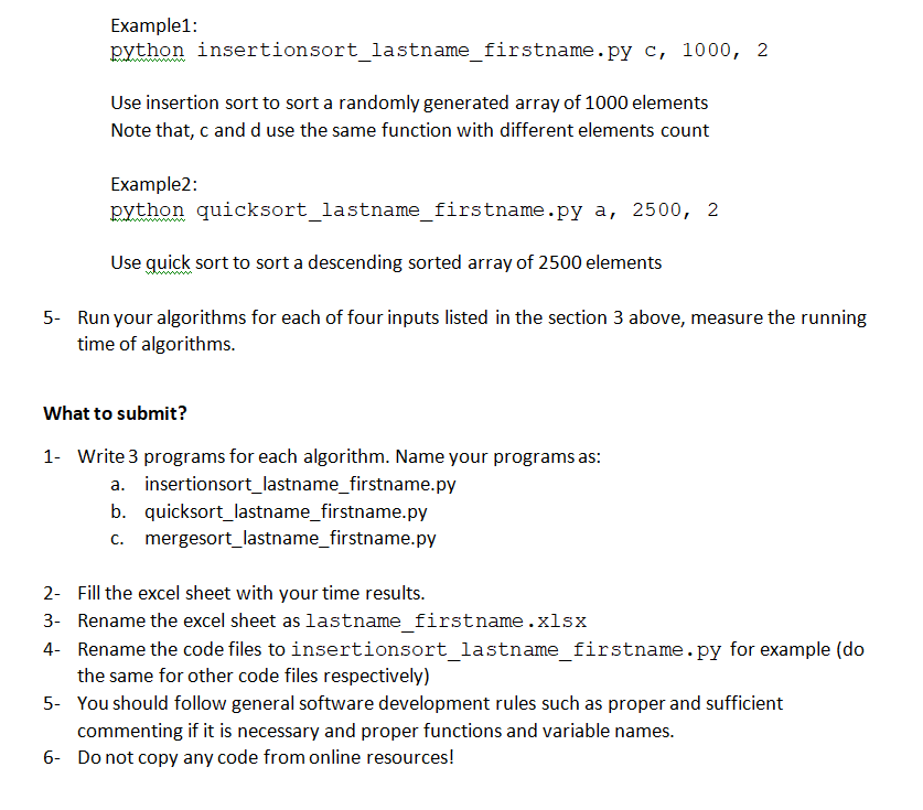Solved 1- Implement three programs for three sorting | Chegg.com