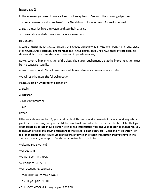 Solved Exercise 1 In this exercise, you need to write a | Chegg.com