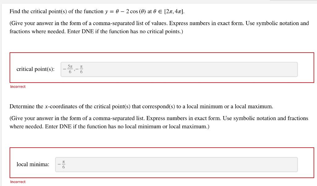 Solved Find the critical point(s) of the function | Chegg.com