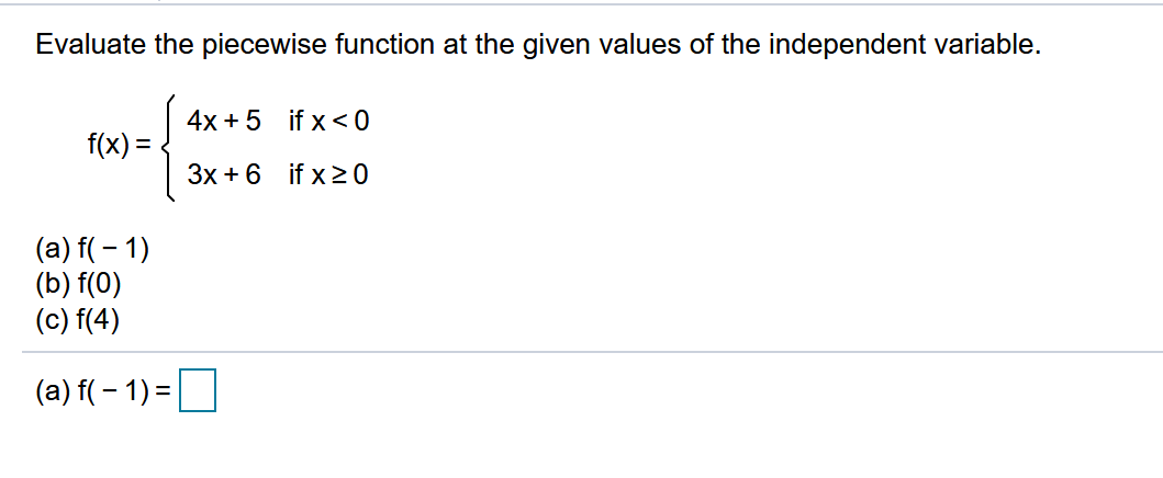 Solved Evaluate the piecewise function at the given values | Chegg.com