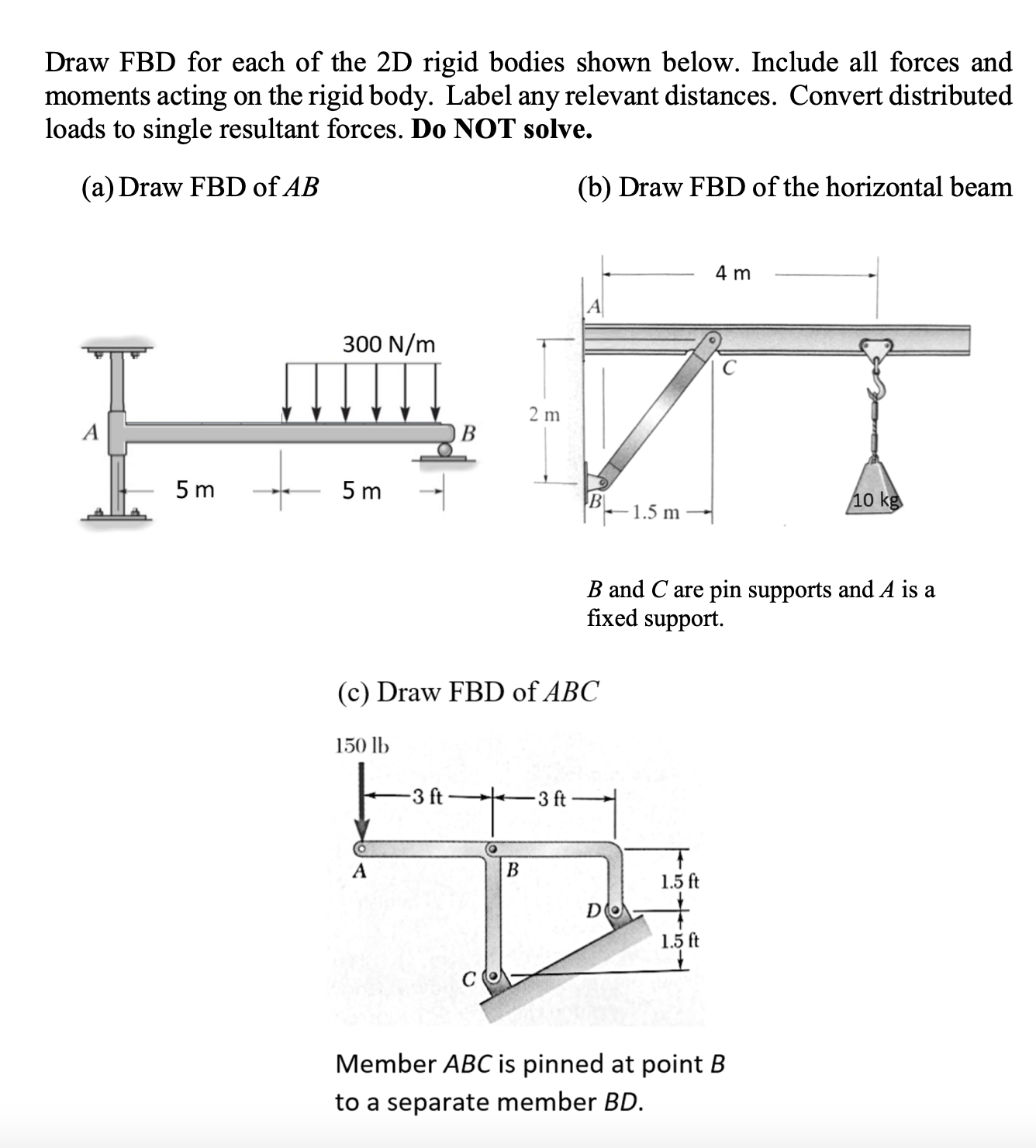 Solved Draw FBD for each of the 2D rigid bodies shown below. | Chegg.com