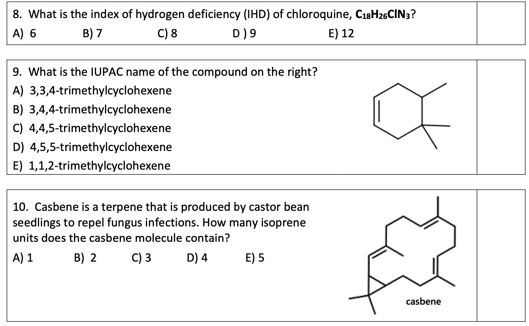 Solved 8. What is the index of hydrogen deficiency (IHD) of | Chegg.com