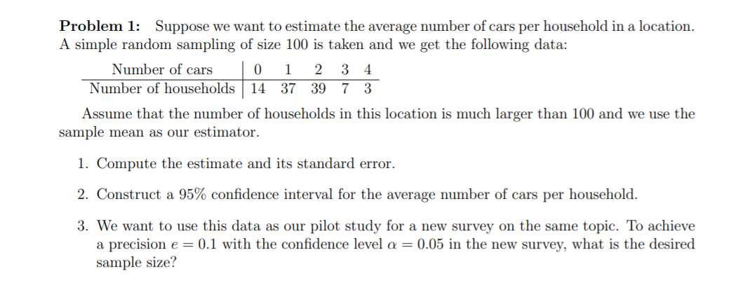 Solved Problem 1: Suppose we want to estimate the average | Chegg.com