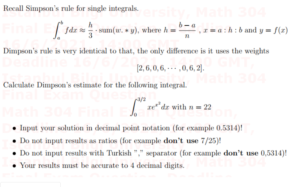 Solved Recall Simpson's rule for single integrals. en Sie | Chegg.com