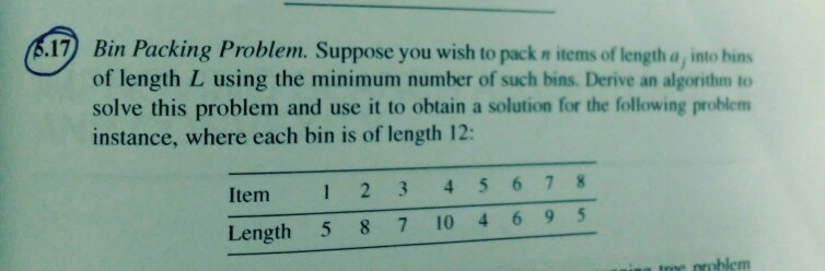 Solved 17) Bin Packing Problem. Suppose you wish to pack n | Chegg.com