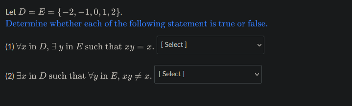 Solved Let D=E={−2,−1,0,1,2}. Determine whether each of the | Chegg.com