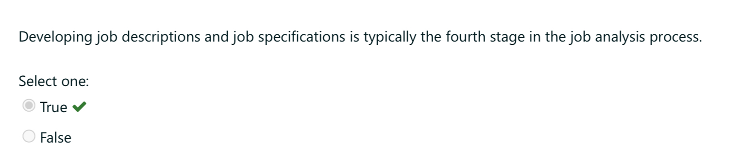 Solved Developing job descriptions and job specifications is | Chegg.com