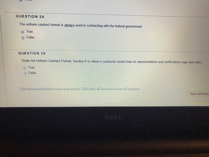 Solved QUESTION 24 The uniform contract format is always | Chegg.com