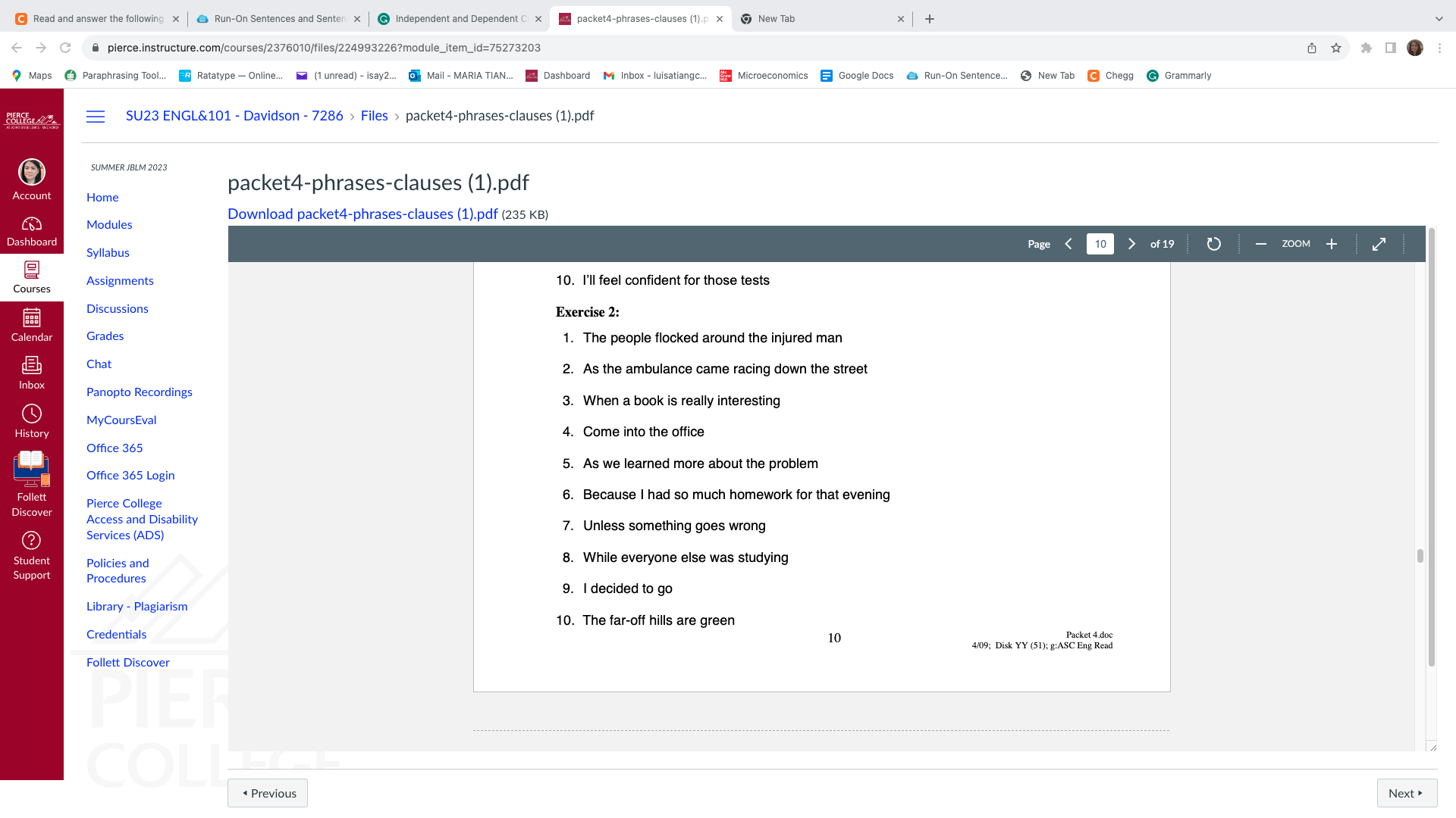 packet4-phrases-clauses (1).pdf Download | Chegg.com