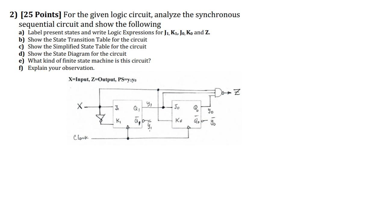Solved 2) [25 Points] For the given logic circuit, analyze | Chegg.com