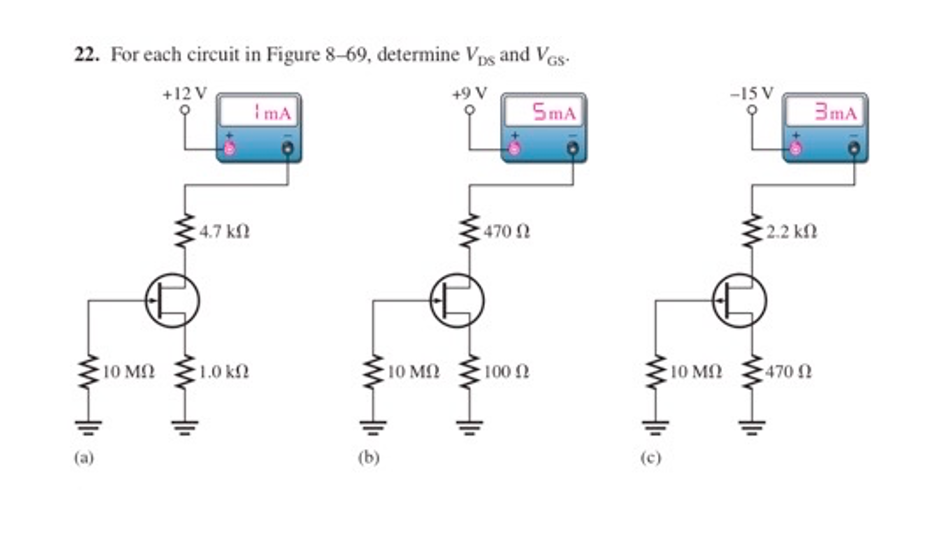 Solved 22. For each circuit in Figure 8−69, determine VDS | Chegg.com