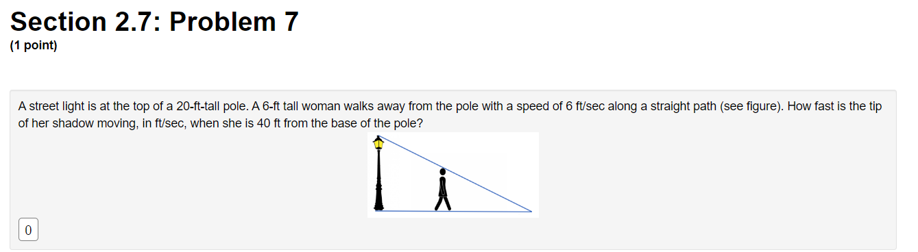 Solved Section 2.7: Problem 7 (1 point) A street light is at | Chegg.com