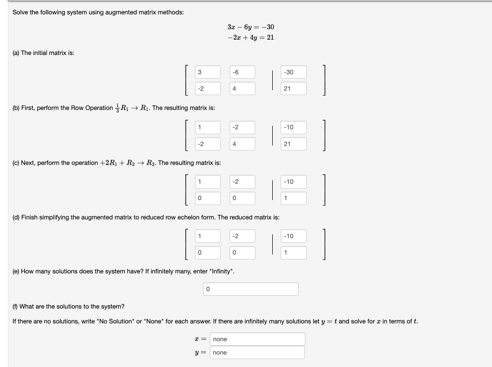 Solved Solve the following system using augmented matrix | Chegg.com