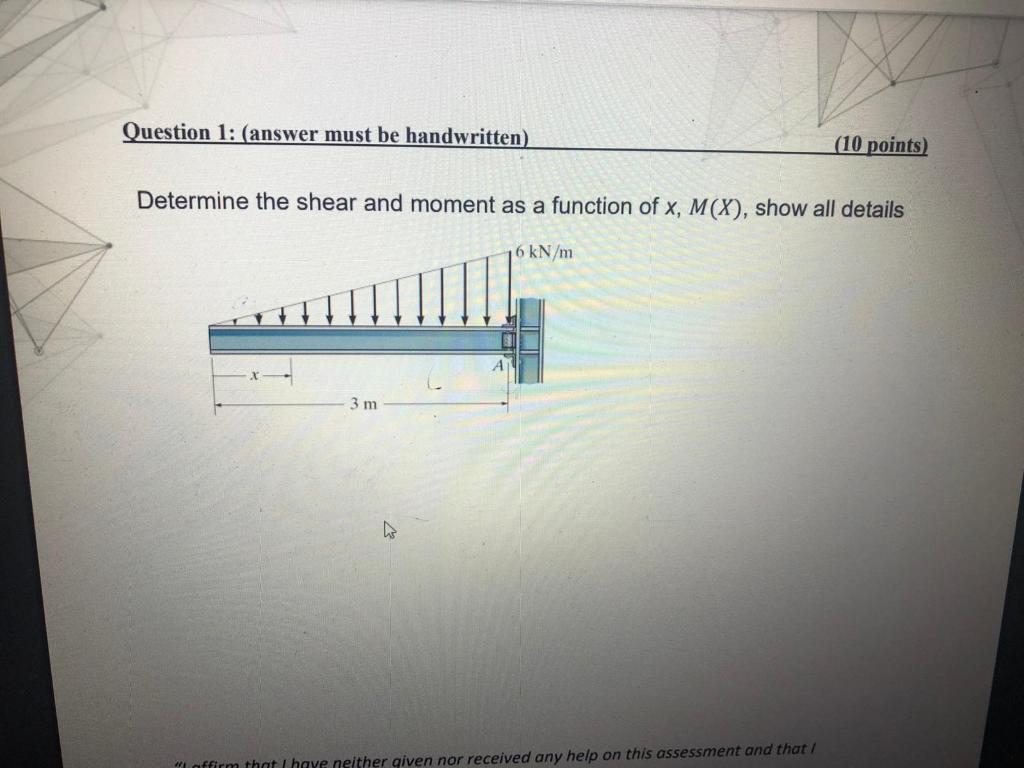 Solved Question 1: (answer must be handwritten) (10 points) | Chegg.com
