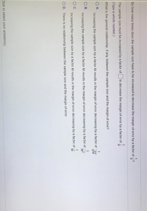 Solved 1 By how many times does the sample size have to be | Chegg.com