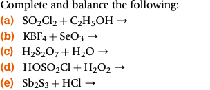 Solved Complete and balance the following: (a) SO2Cl2 + | Chegg.com
