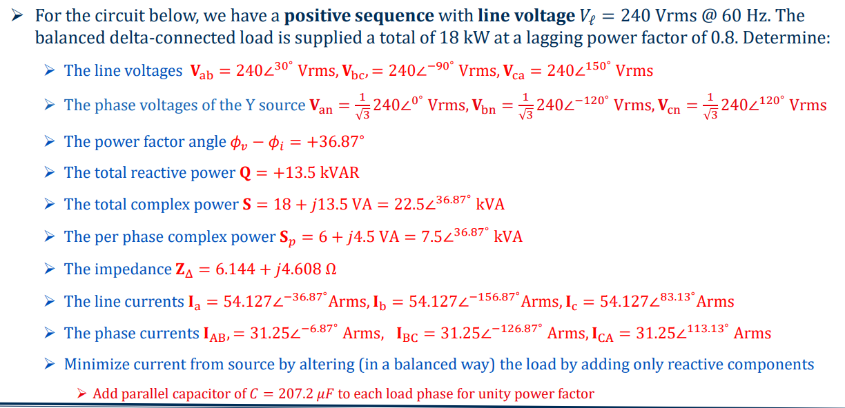 Solved For the circuit below, we have a positive sequence | Chegg.com