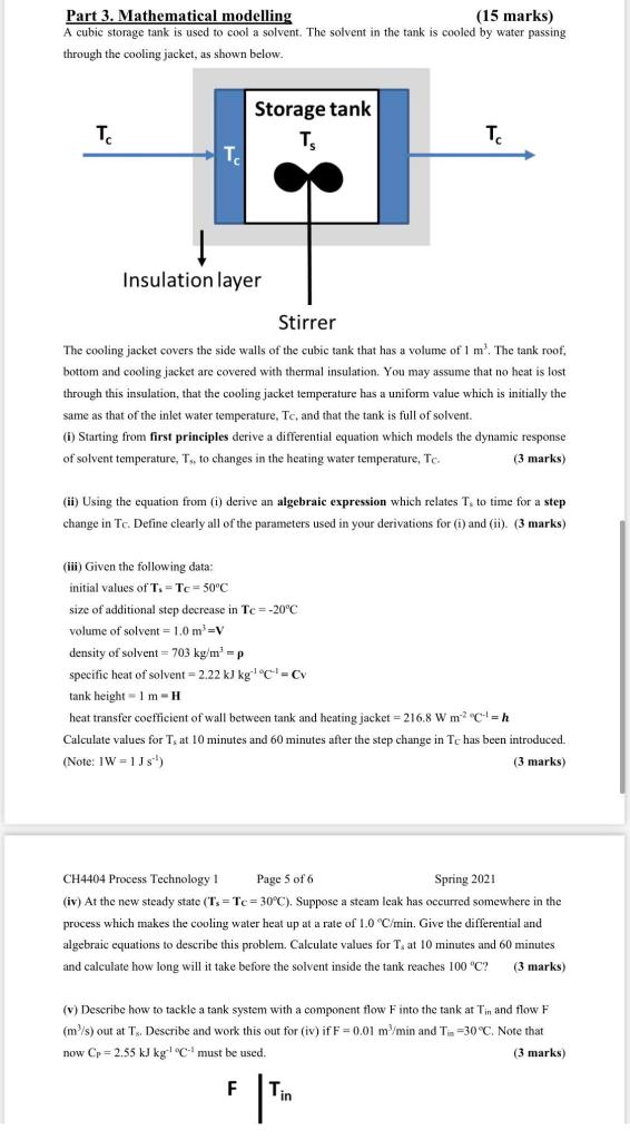 Solved Part 3. Mathematical modelling (15 marks) A cubic | Chegg.com