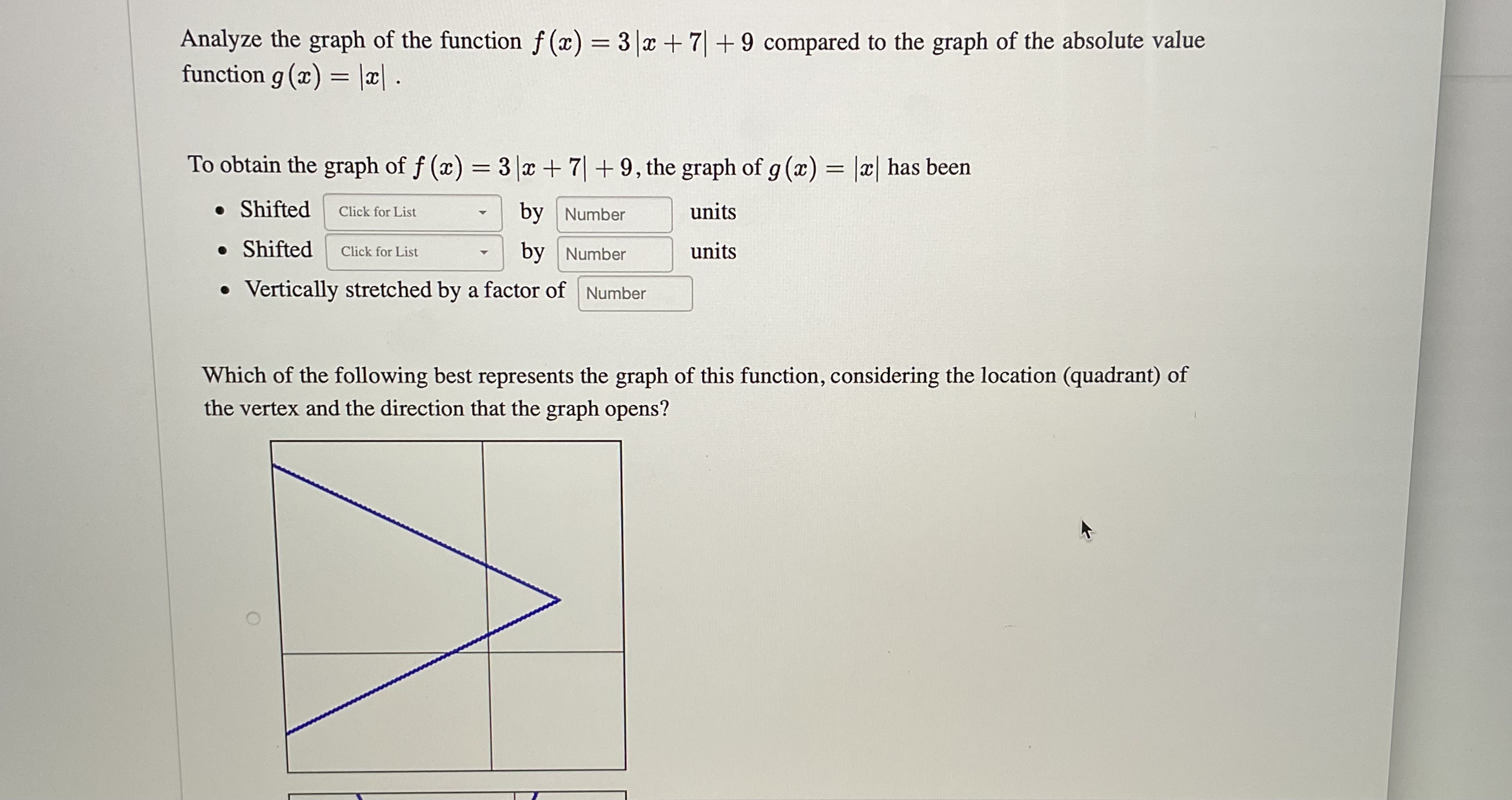 Solved Analyze The Graph Of The Function F X 3∣x 7∣ 9