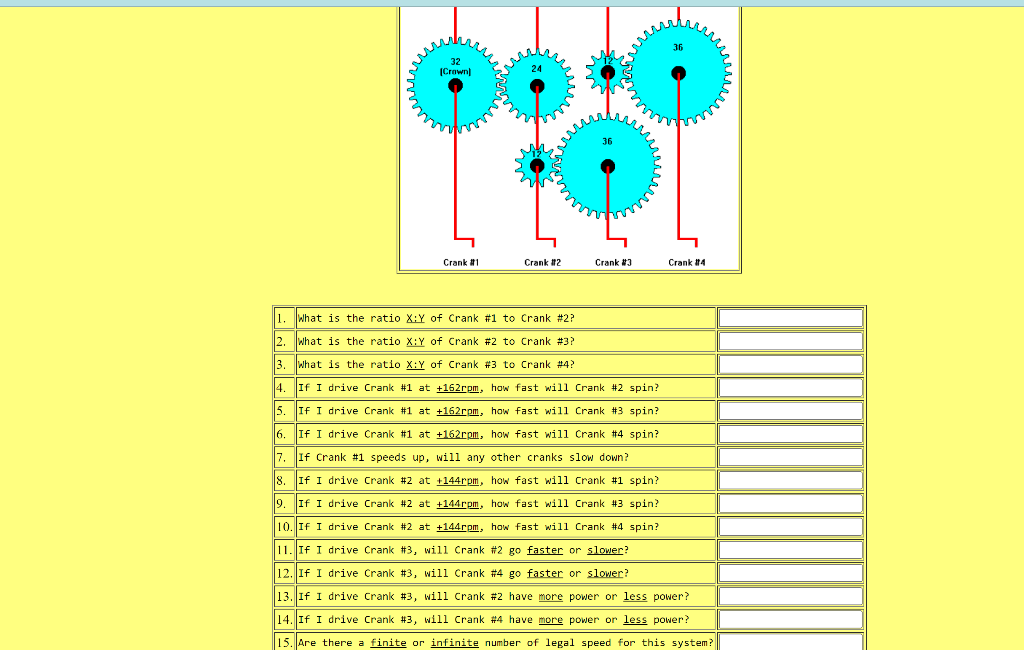 Solved 32 (Crawn! 24 Crank 1 Crank #2 Crank #3 Crank #4 1. | Chegg.com