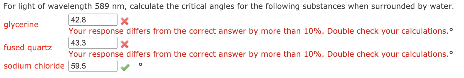 Solved For light of wavelength 589 nm, calculate the | Chegg.com